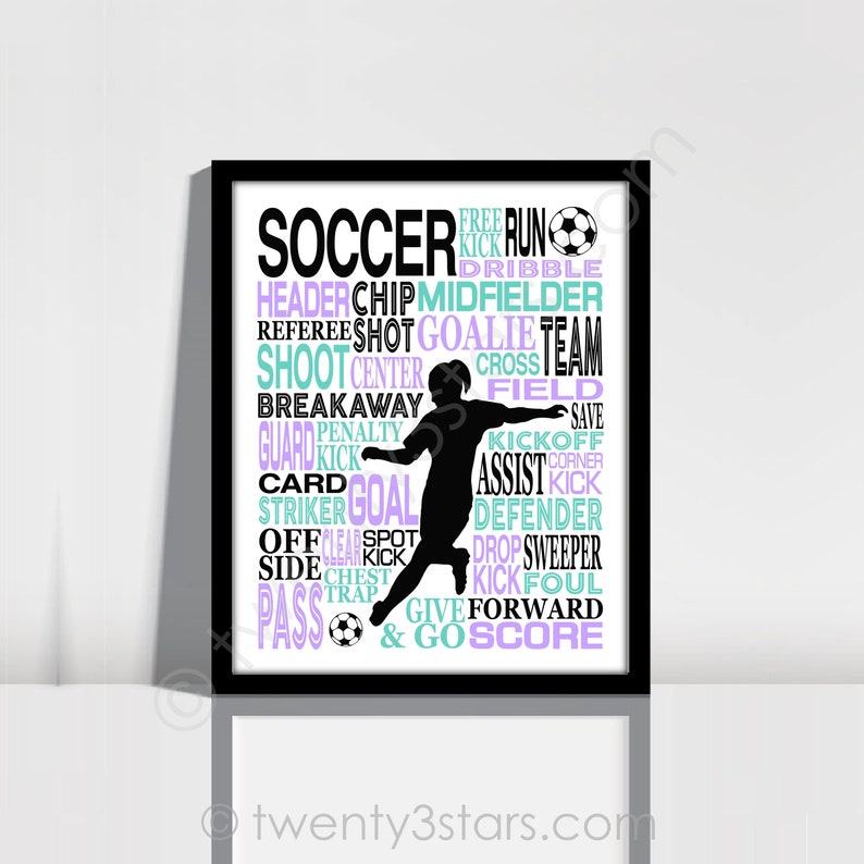 Girl's Soccer Poster Girls Soccer Typography Gift for - Etsy