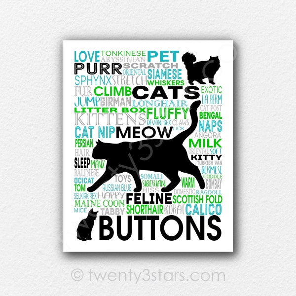 Cat Typography - Etsy