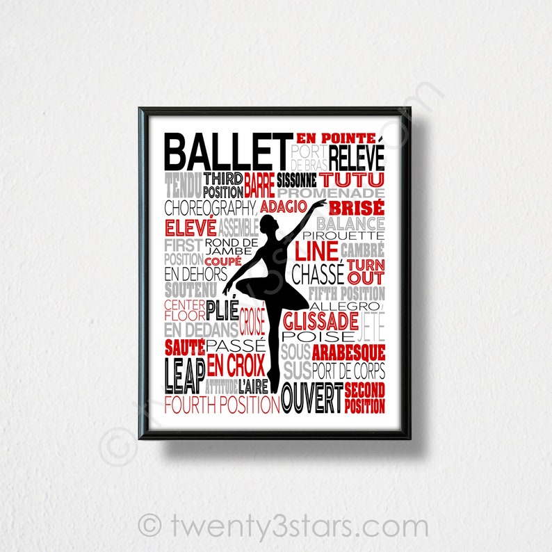 Ballerina Word Art Ballet Wall Art Personalized Gift for - Etsy