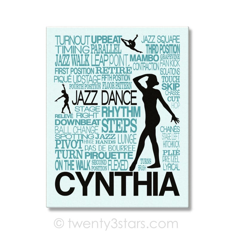 Jazz Dance Typography Poster Personalized Jazz Dancer Art | Etsy