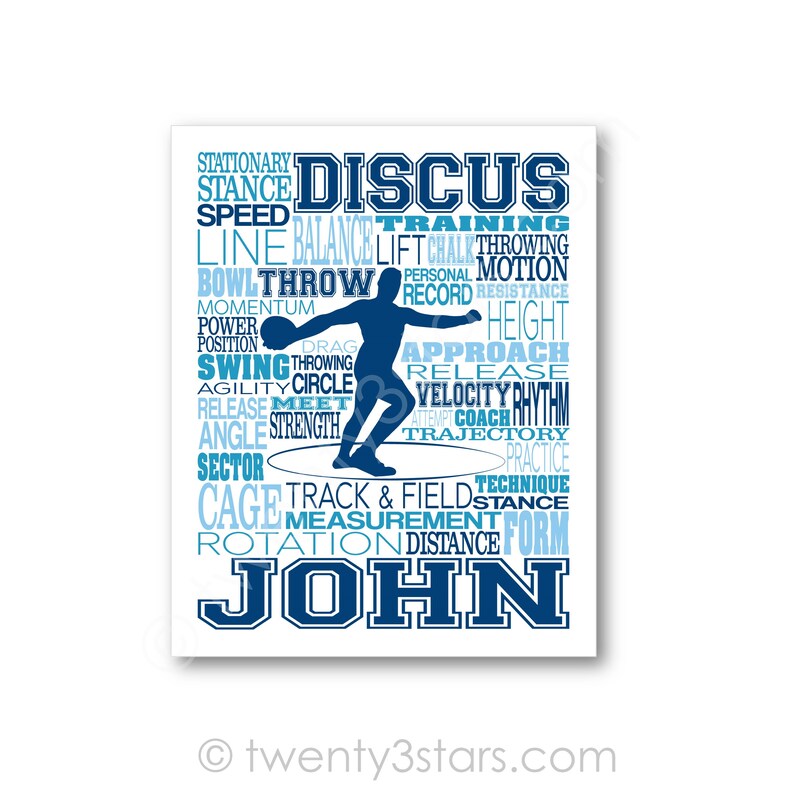 Boy's Discus Poster Track and Field Art Track Team - Etsy