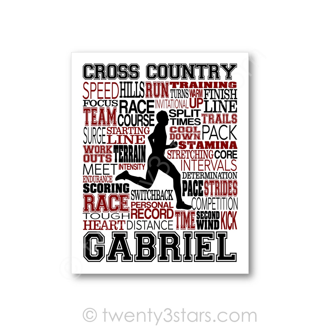 Cross Country Typography Personalized Cross Country Poster - Etsy