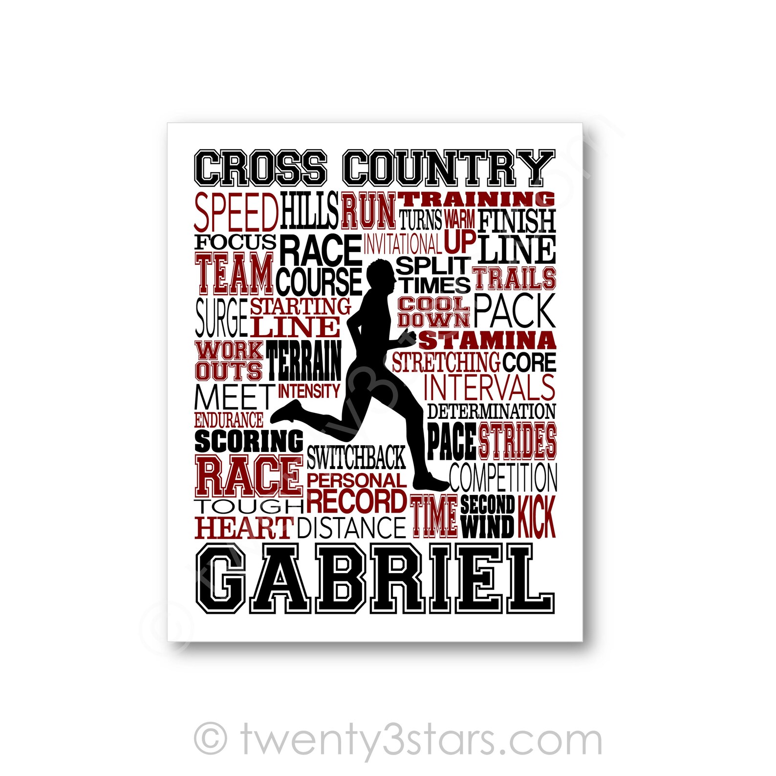 Cross Country Typography Personalized Cross Country Poster - Etsy