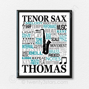 Saxophone Typography Poster, Gift for Saxophone Player, Saxophone ...