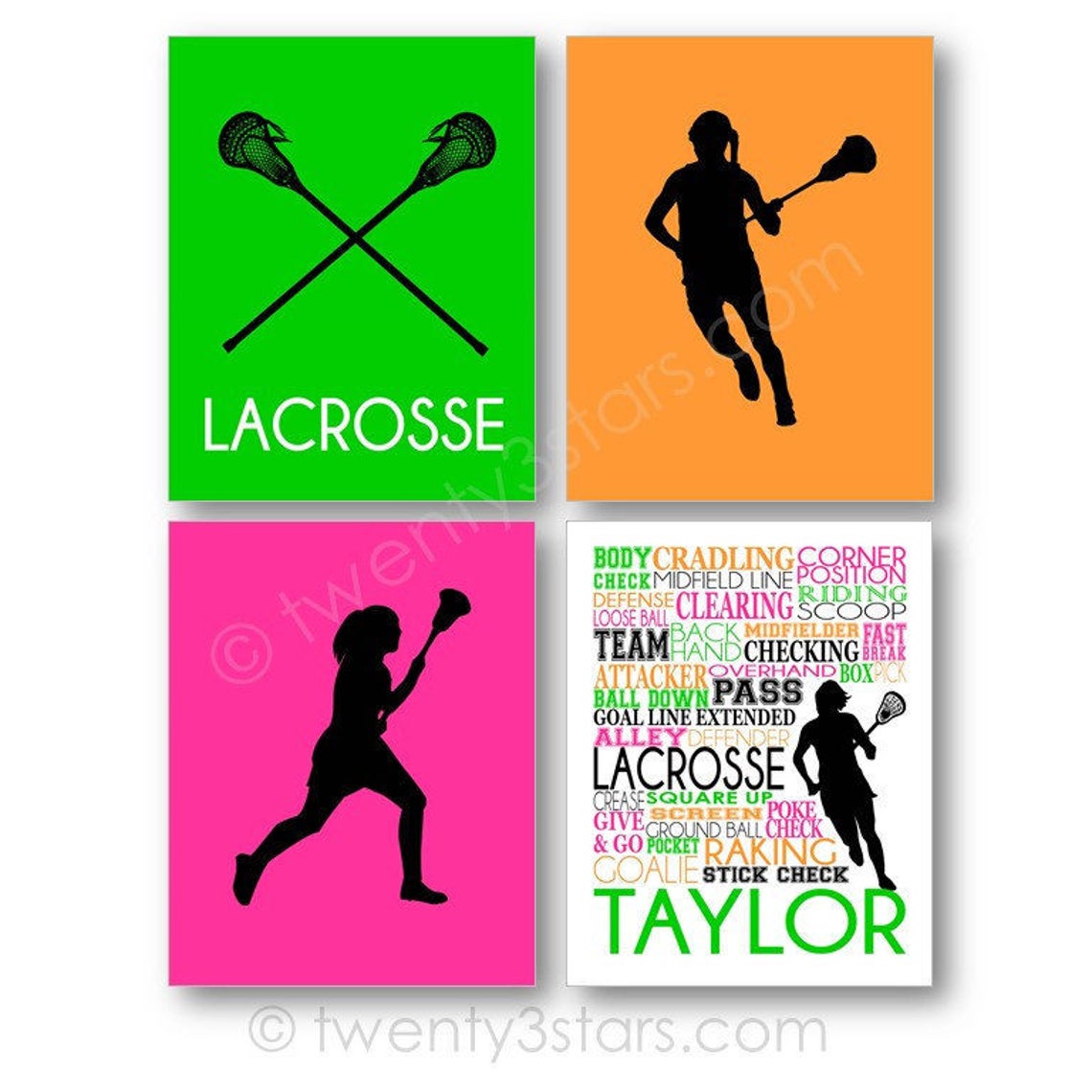 Girl's Lacrosse Posters Custom Lacrosse Art Lacrosse | Etsy