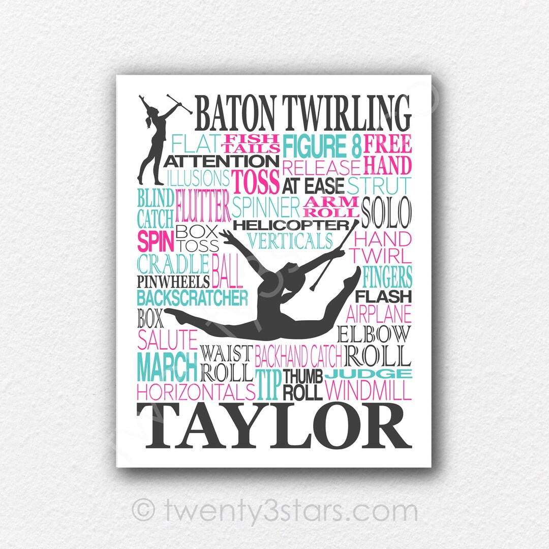 Custom Baton Twirling Poster, Baton Team Gift, Baton Twirler Rhythmic ...