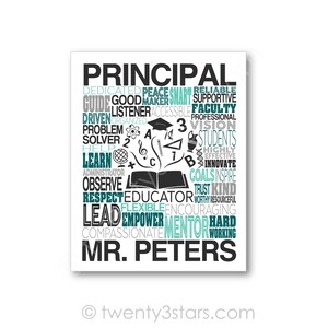 Personalized Principal Poster, Educator Gift, Gift for School Principal ...