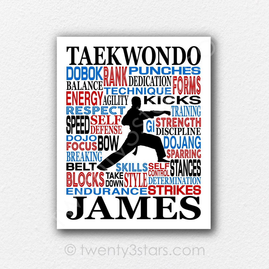 Taekwondo Typography Poster, Gift for Martial Artist, Tae Kwon Do Gift ...