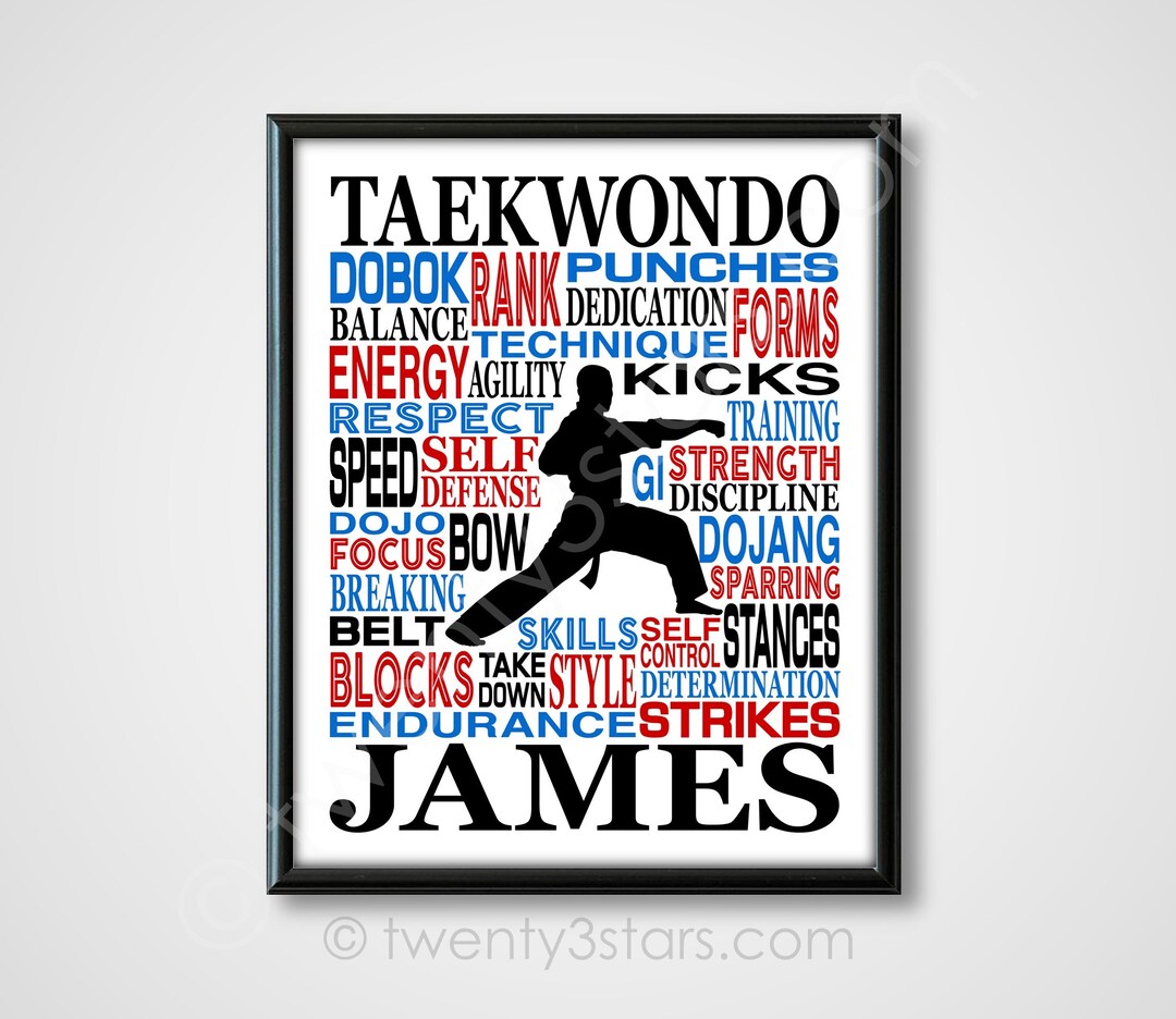 Taekwondo Typography Poster, Gift for Martial Artist, Tae Kwon Do Gift ...