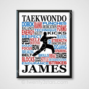 Taekwondo Typography Poster, Gift for Martial Artist, Tae Kwon Do Gift ...