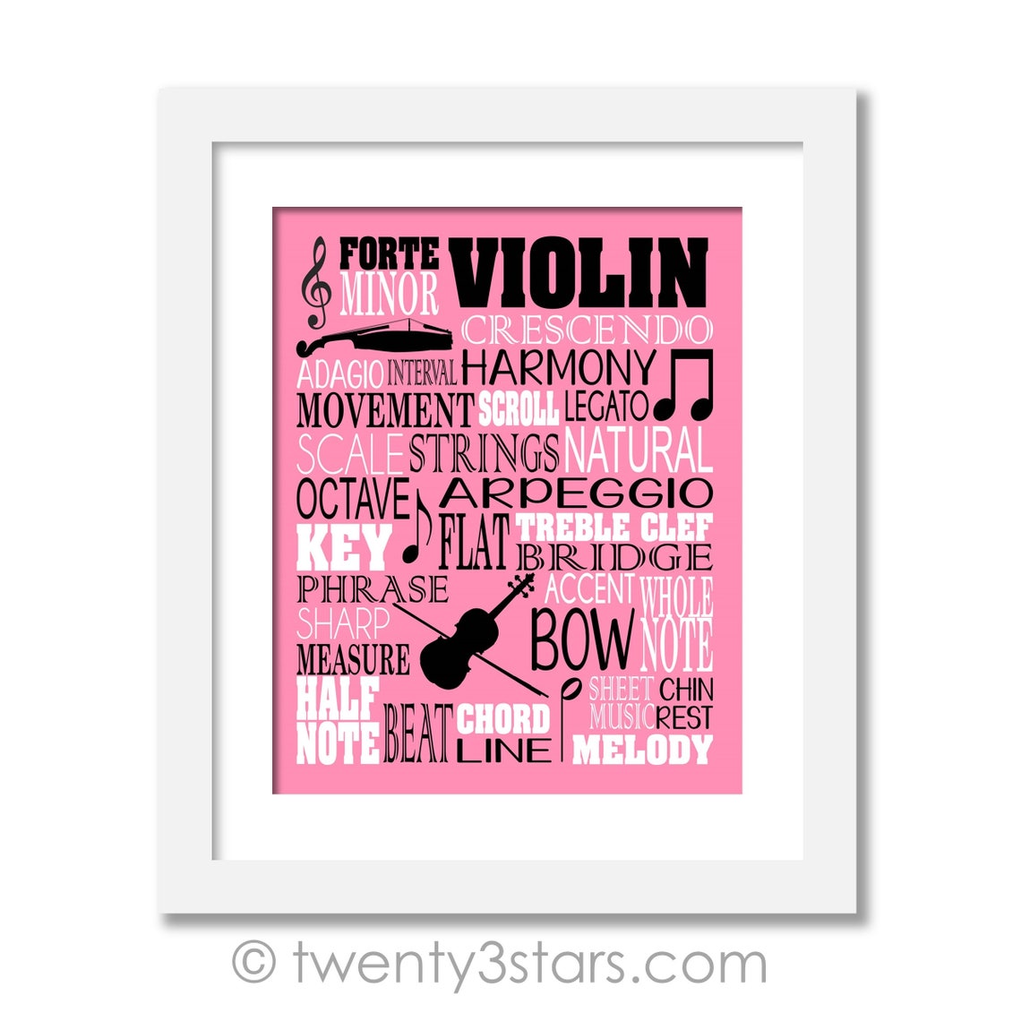 Violin Word Art Violinist Gift Orchestra Wall Art Violin | Etsy