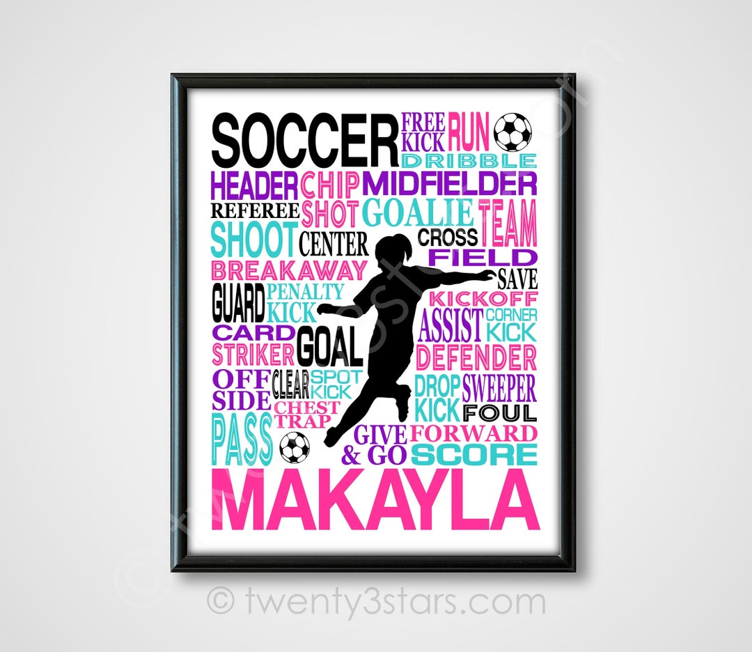 Girl's Soccer Poster Girls Soccer Typography Gift for - Etsy