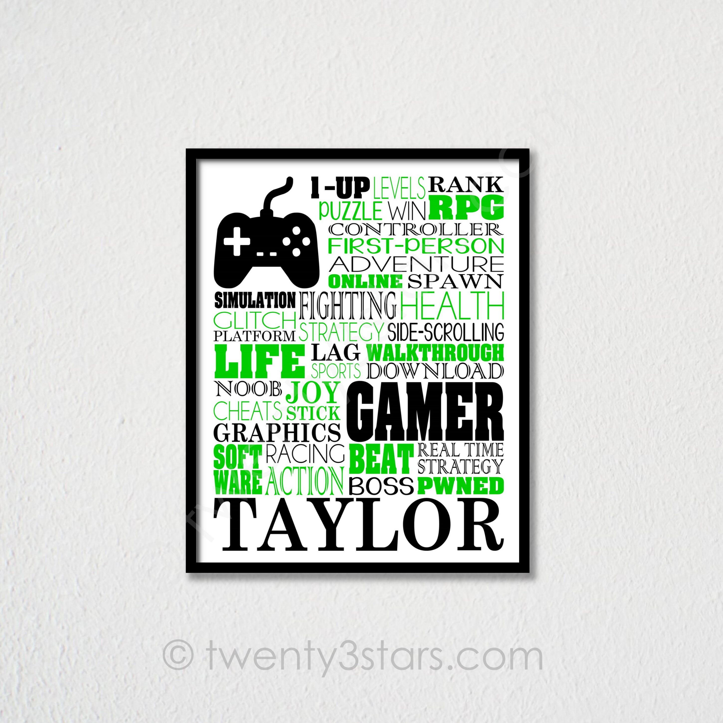 Gamer Typography Poster Gamer Wall Art Gaming Poster Gamer | Etsy