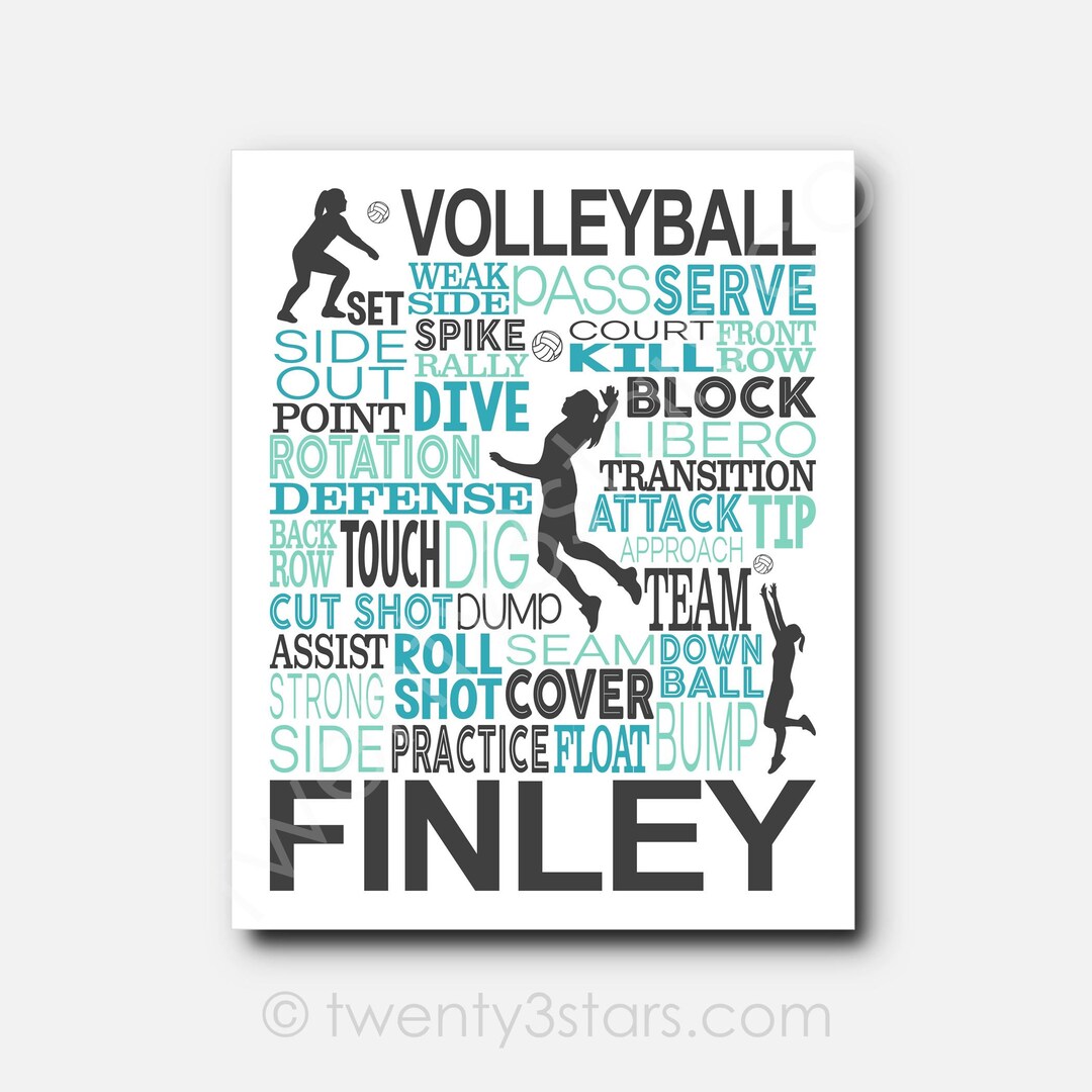 Volleyball Team Typography Art Print: Custom Coach Gift - Etsy