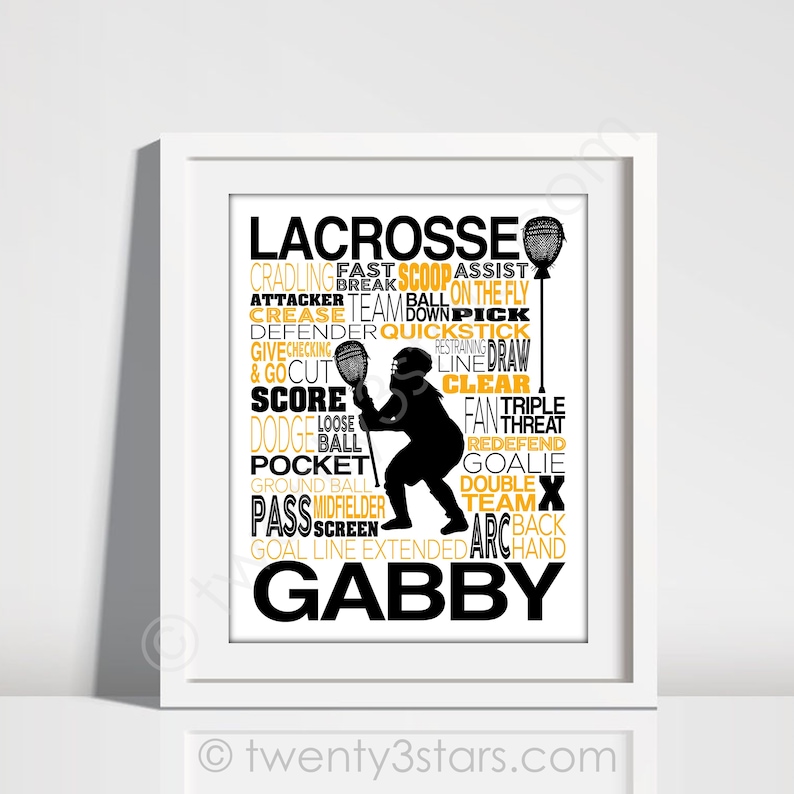 Personalized Lacrosse Poster: Custom Team Colors, Girl's Sports Decor ...