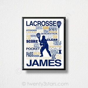 Lacrosse Typography Poster, Boy's Lacrosse Gift, Lacrosse Coach Gift ...