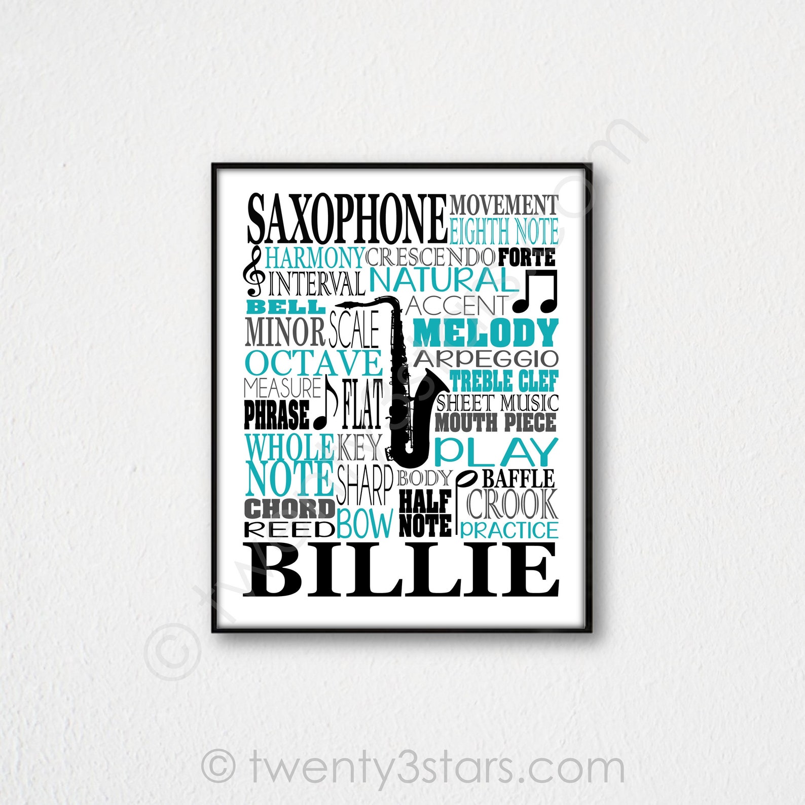 Saxophone Typography Poster Gift for Saxophone Player - Etsy
