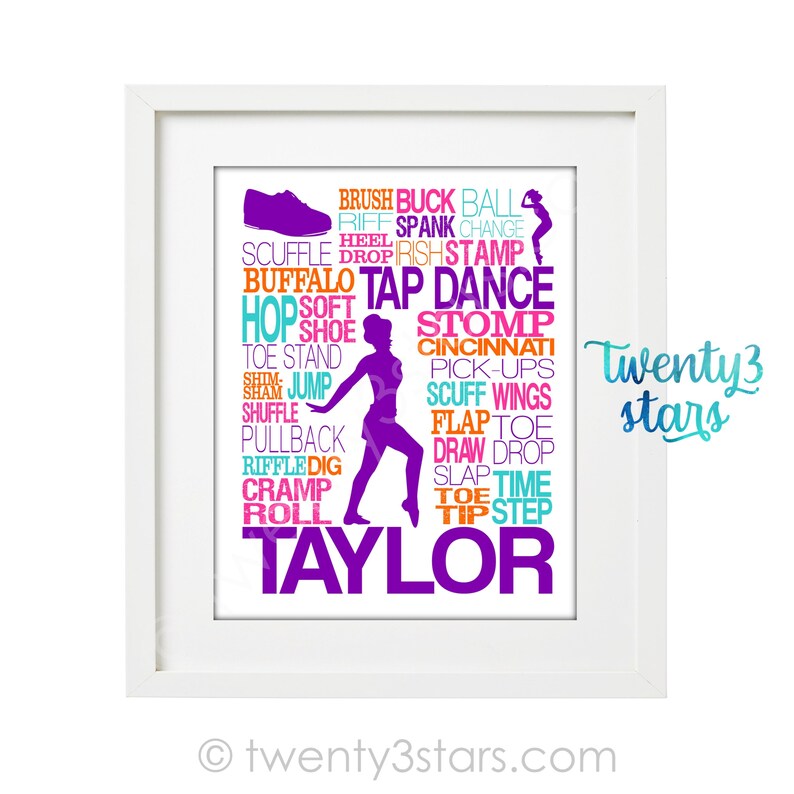 Tap Dance Typography Poster Tap Dancer Art Tap Dancer Gift | Etsy