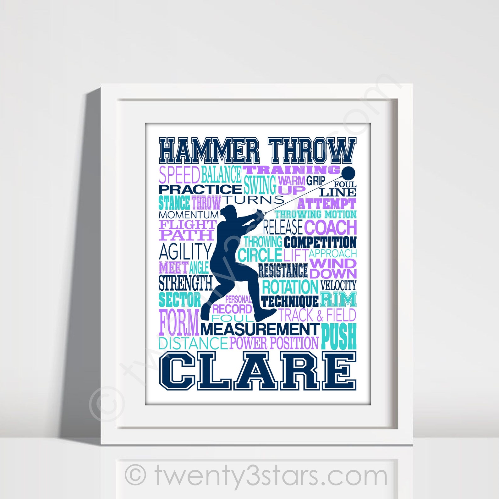 Hammer Throw Poster Track and Field Art Track Team Gifts | Etsy