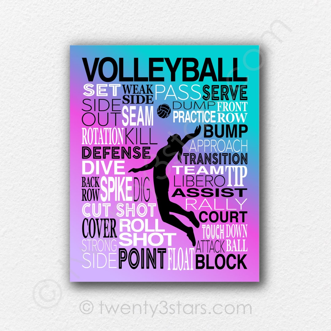 Volleyball Word Art, Volleyball Poster Gift, Volleyball Team Gift ...