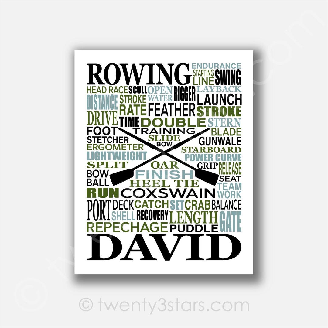 Rowing Word Art Poster, Crew Team Gift, Customized Row Coach Name ...