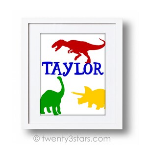 Dinosaur Name Poster T-Rex Triceratops and Brontosaurus Art | Etsy