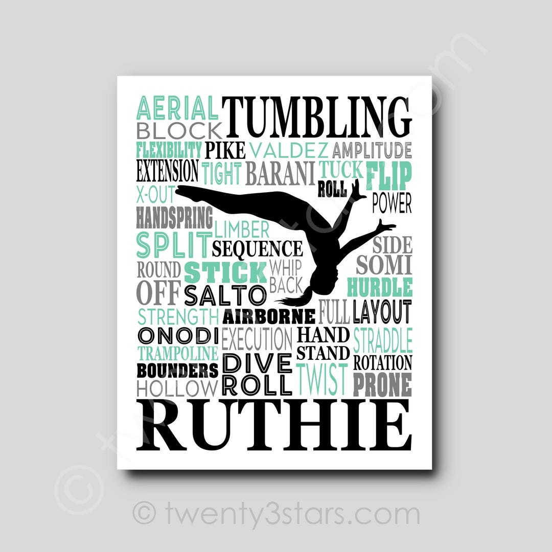 Custom Tumbling Typography Art Print: Gymnast Gift - Etsy