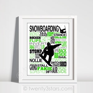 Snowboarding Typography Poster: Personalized Snow Sports Word Art - Etsy