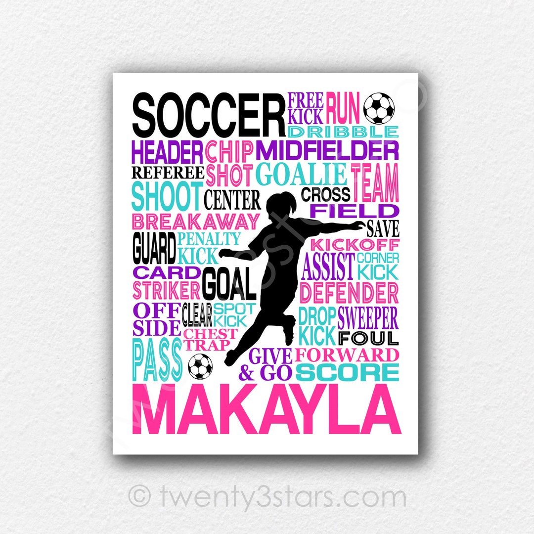 Girl's Soccer Poster, Girls Soccer Typography, Gift for Soccer Players ...