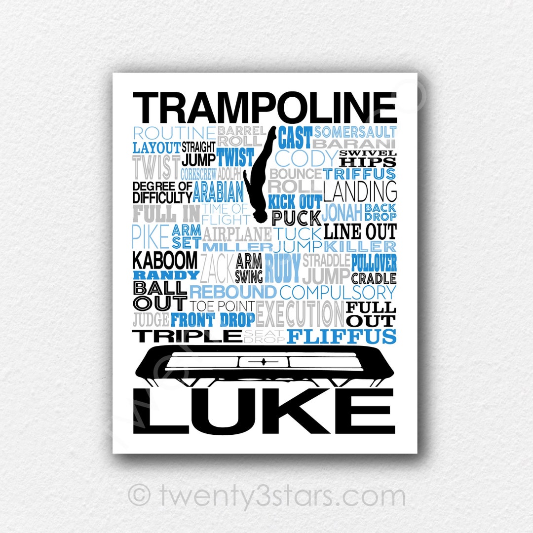 Boy's Trampoline Word Art, Trampolining Gift, Gift for Trampoline ...
