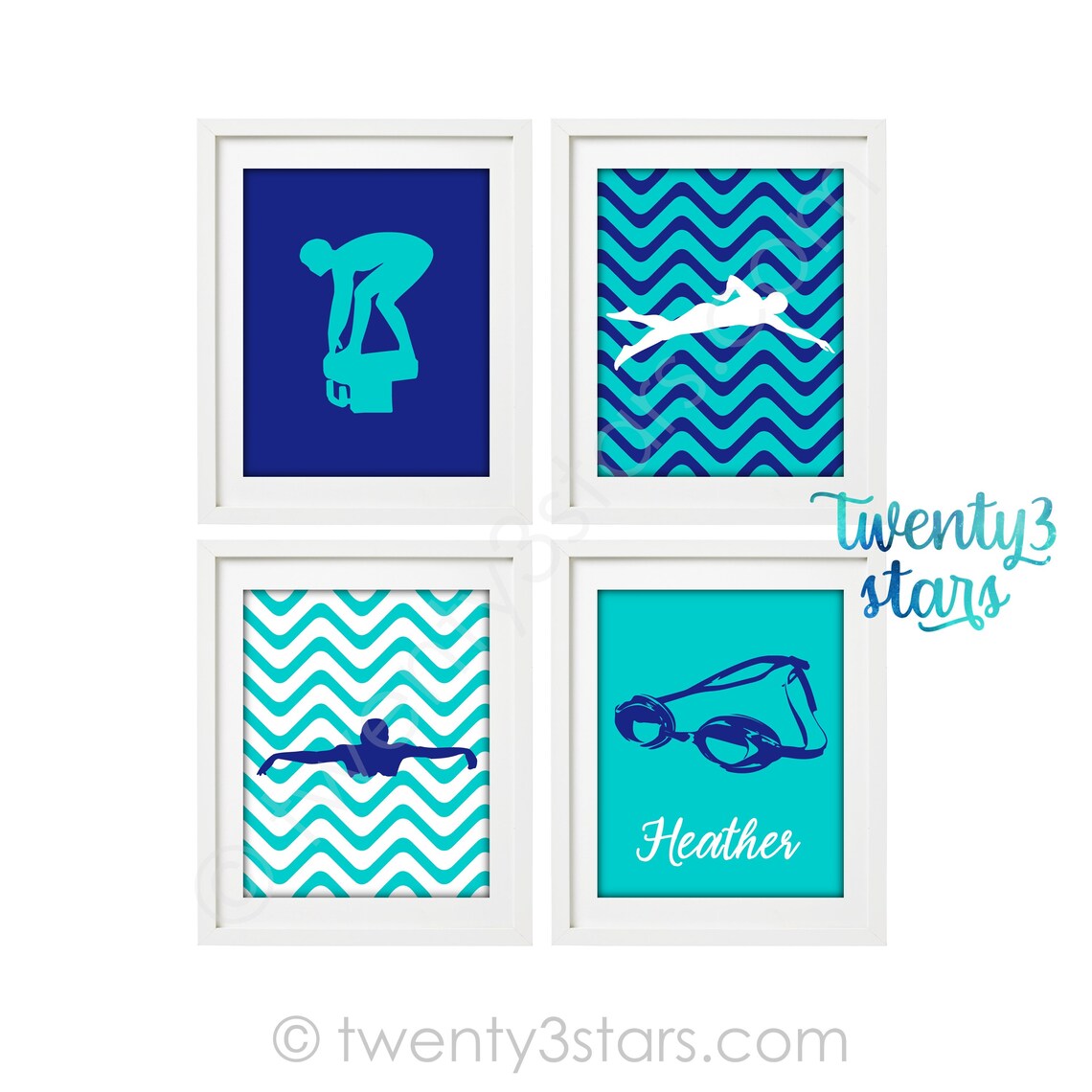 Swimming Silhouettes Art Prints Swimmer Gift Swimmer Art | Etsy