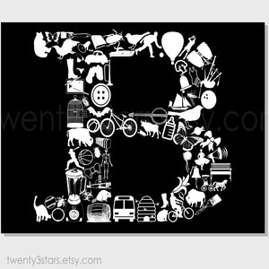 Letter B Poster, Letter B is for Art, B Nursery Wall Art Print, Baby ...