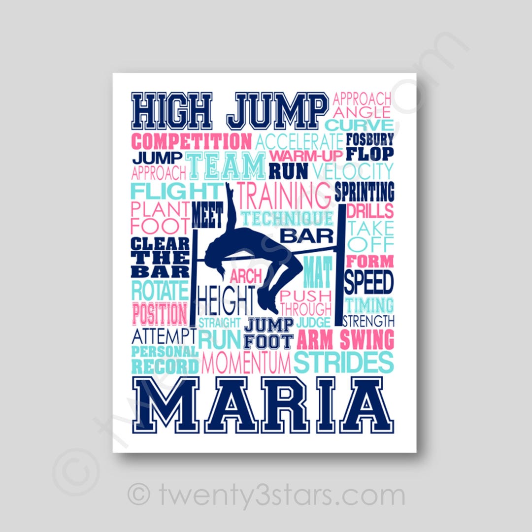 Personalized High Jump Art Print: Track & Field Typography - Etsy