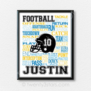 Football Running Back Art, Football Typography Poster, Football Team ...