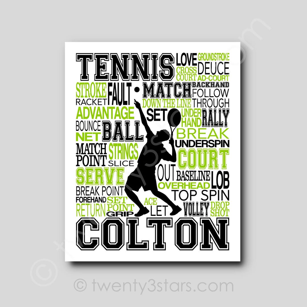 Custom Tennis Typography Art Poster: Tennis Player Gift - Etsy