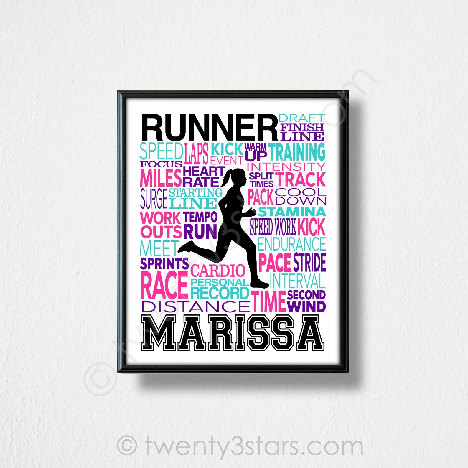 Running Typography Poster Runner's Room Art Gift for - Etsy