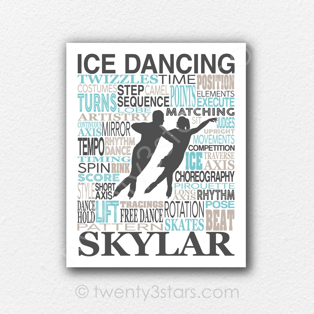 Custom Ice Dancing Art, Ice Dancer Art, Gift for Ice Dancer, Figure ...