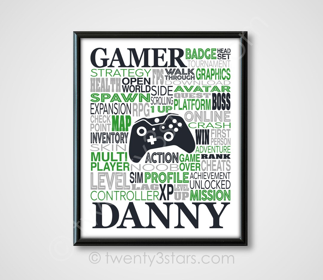 Gamer Typography Poster Gamer Wall Art Gaming Poster Gamer - Etsy