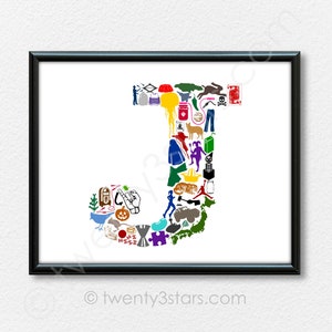 Letter J Poster, Letter J is for Art, J Nursery Wall Art Print, Baby ...