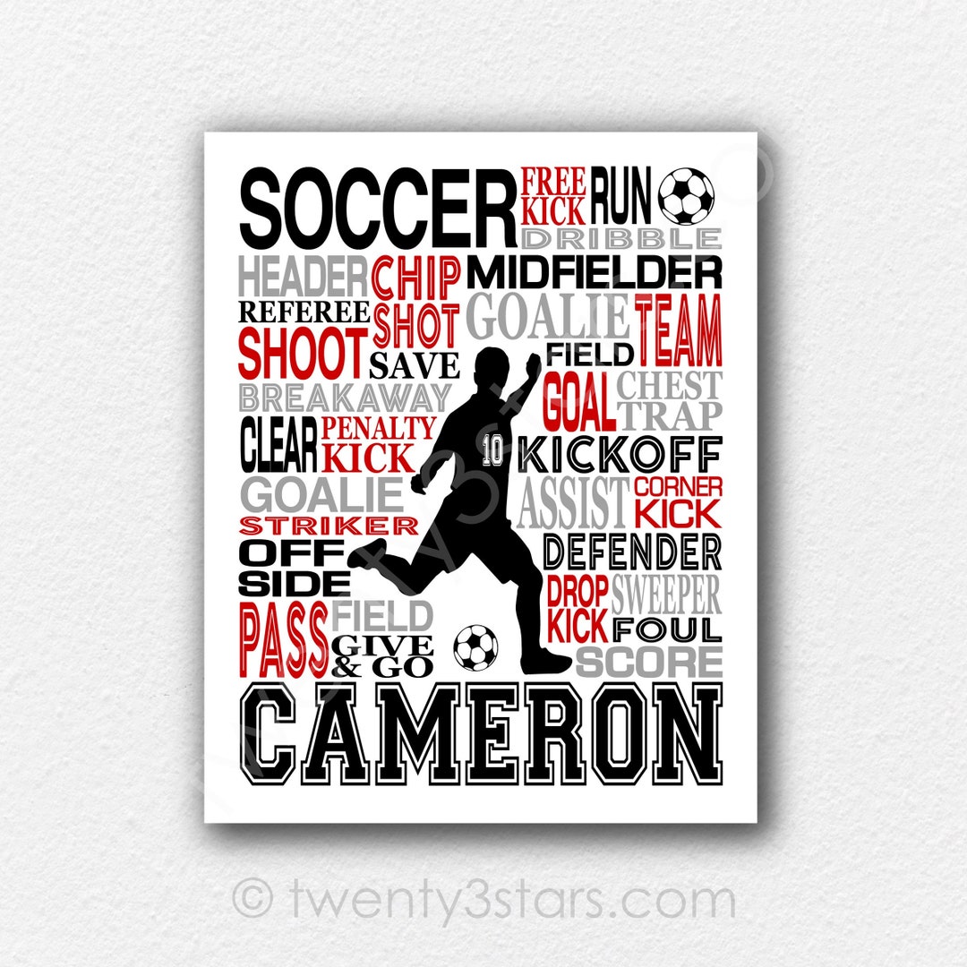 Soccer Poster Art, Boys Soccer Typography, Gift for Soccer Player ...