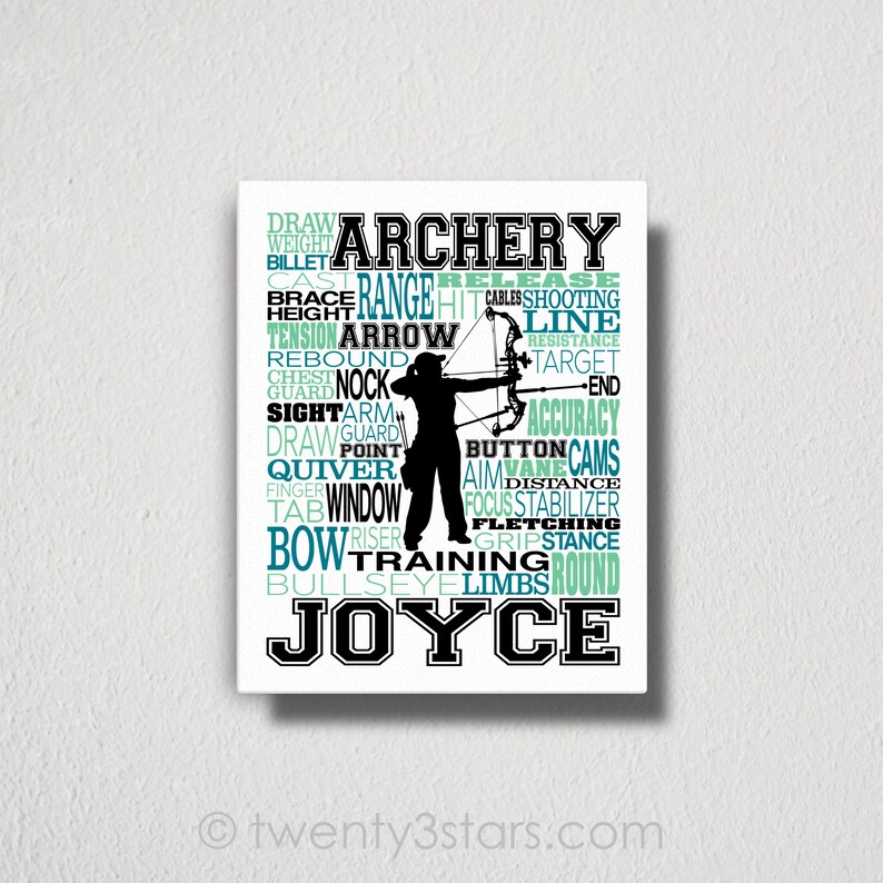 Archery Typography Art Print: Custom Team Colors Available - Etsy