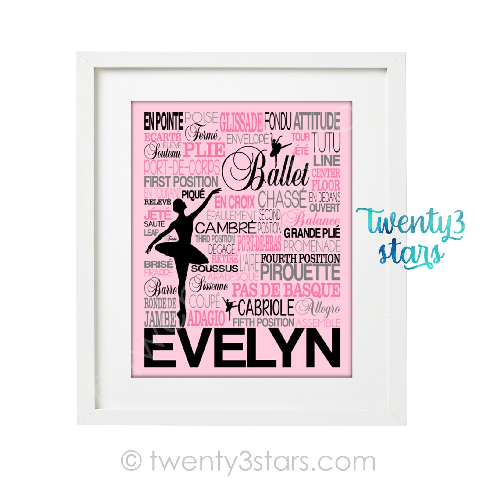 Ballet Slippers Poster Ballerina Art Personalized Ballerina | Etsy