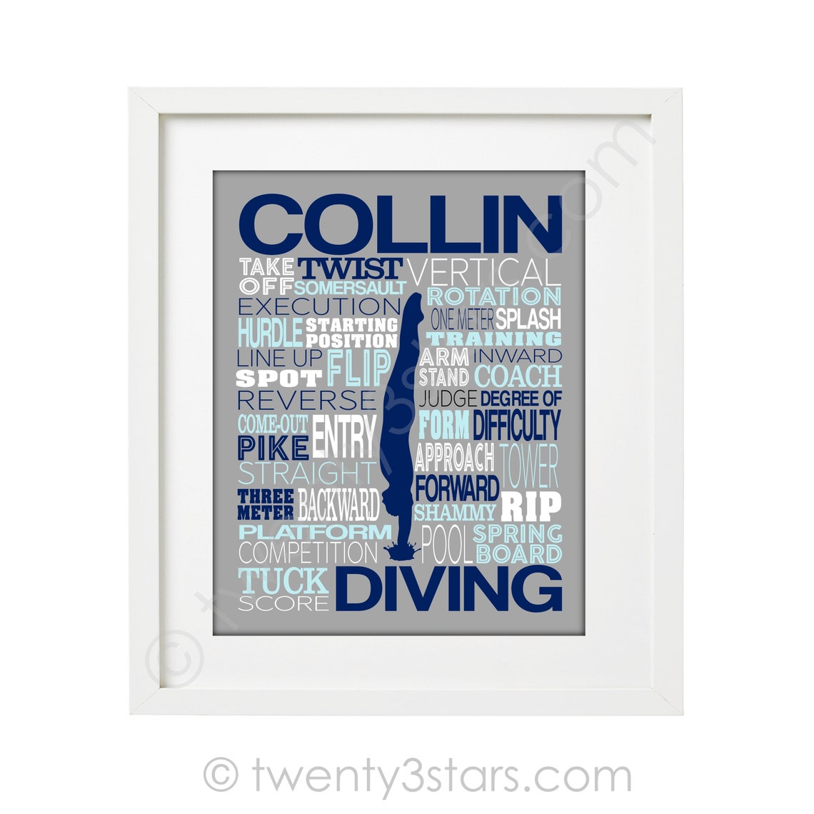Personalized Diving Poster Diving Typography Art Gift for - Etsy