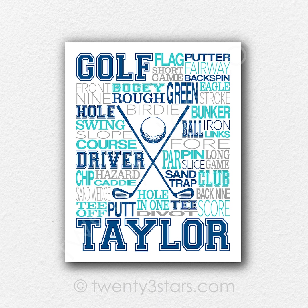 Custom Golf Word Art Golfer Poster Golf Name Art Golfer Gift Golf ...