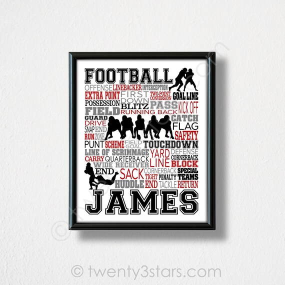 Football Team Word Art Football Typography Poster Football | Etsy