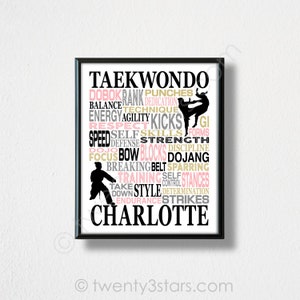 Taekwondo Typography Poster, Gift for Martial Artist, Tae Kwon Do Gift ...