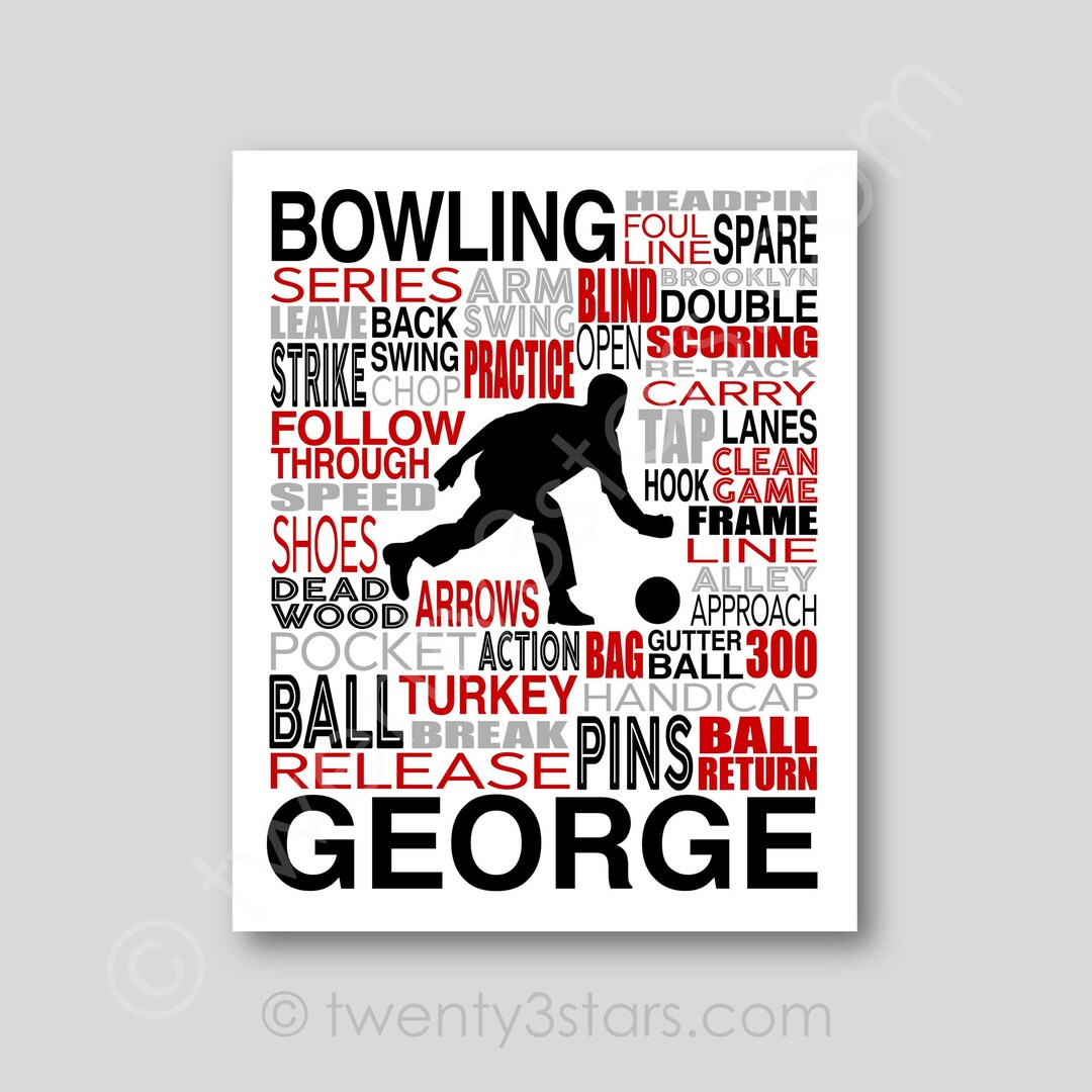 Bowling Typography Art Print: Custom Bowler Gift - Etsy