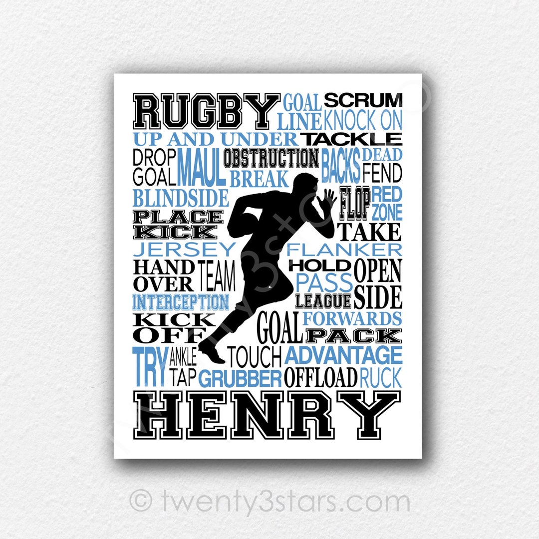 Rugby Customized Gift, Unframed Rugby Typography, Personalized Rugby ...
