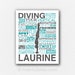 Personalized Diving Poster, Diving Typography Art, Gift for Diver ...