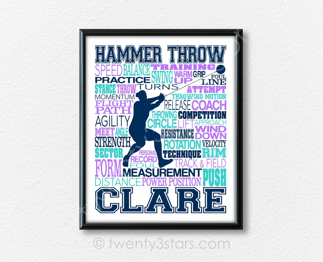 Women's Hammer Throw Poster Track and Field Art Track - Etsy